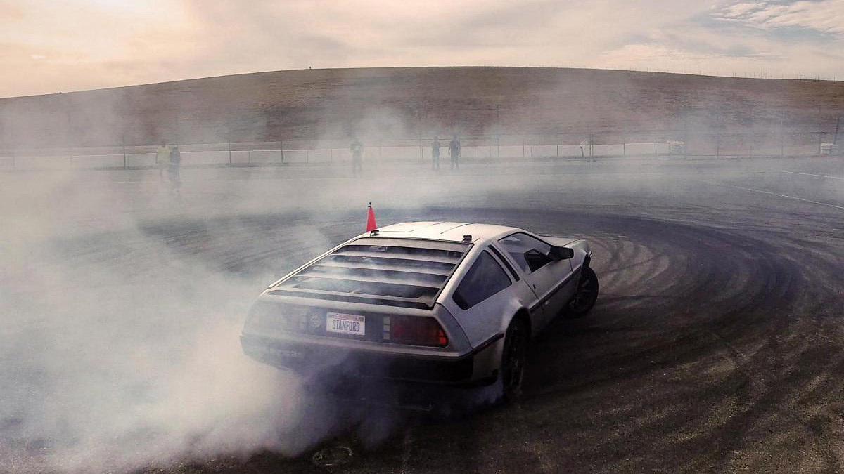This video of Stanford's self-driving DeLorean drifting is incredible